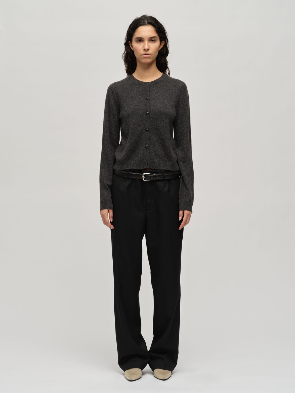 Women's Dark Grey Cashmere O-Cardigan | 12-Gauge Knit – People's ...