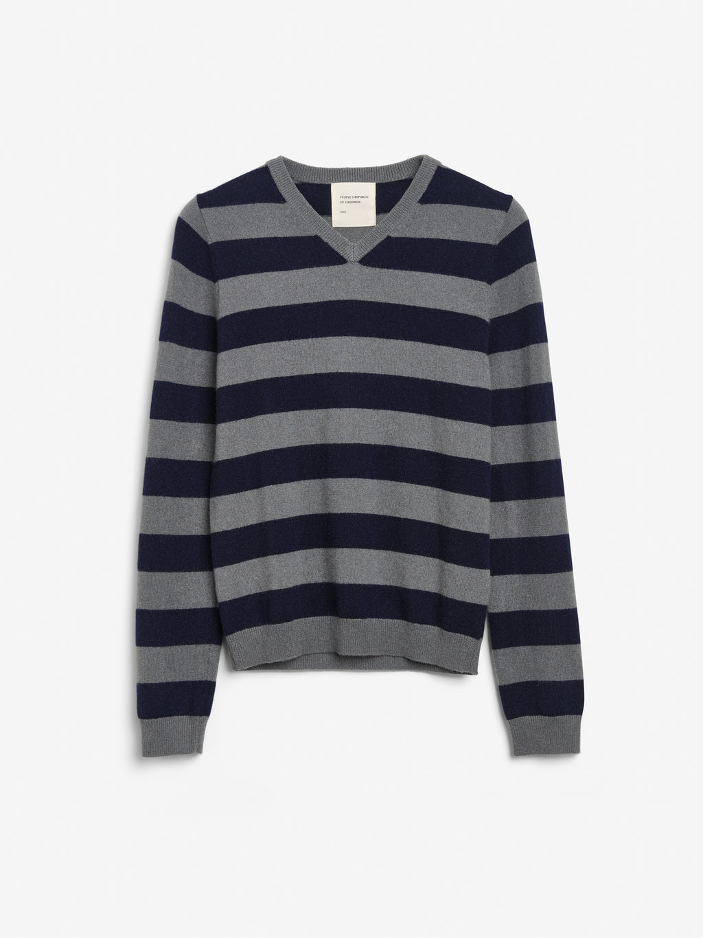 Women's 90s V-Neck Striped Sweater in Navy & Grey Cashmere – People's ...